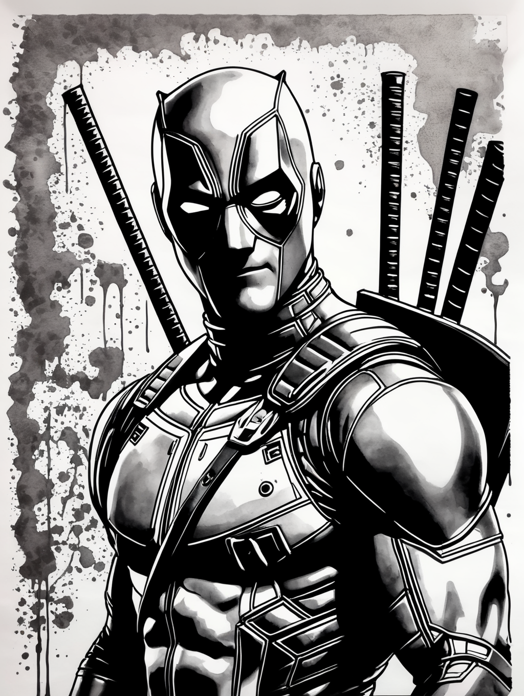 Premium Free ai Images | deadpool graffiti black ink drawing