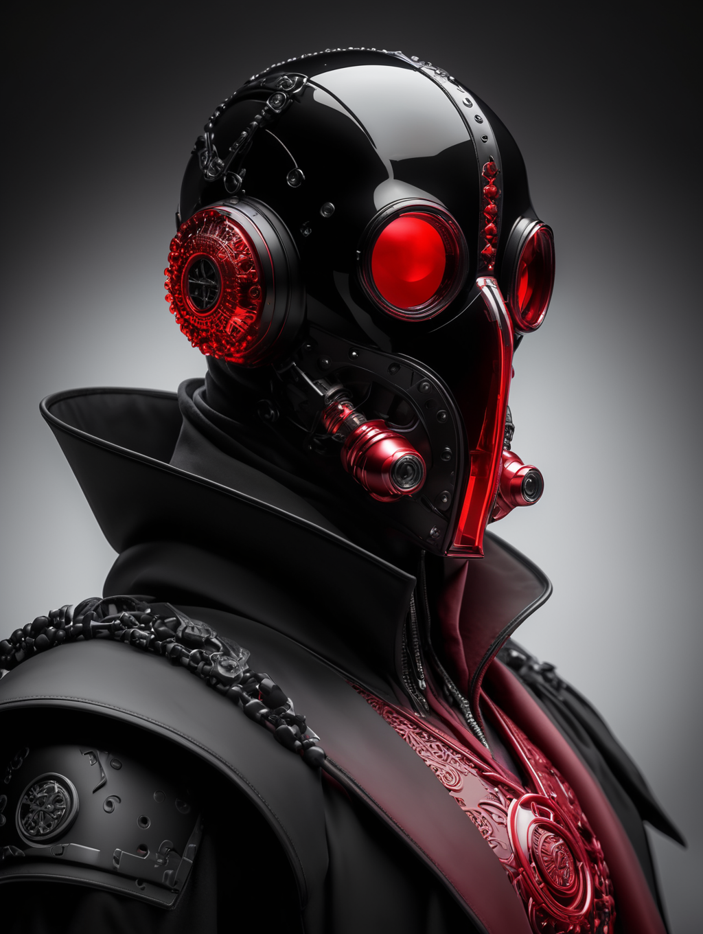 Premium Free ai Images | matte black cyborg humanoid plague doctor ...