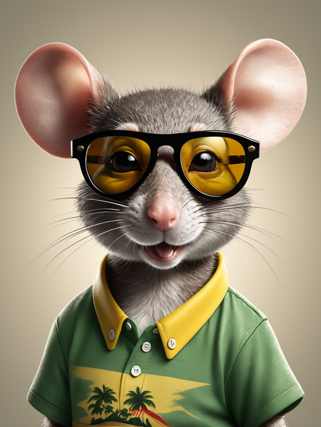 Premium Free ai Images | photorealistic cartoon mouse in jamaican shirt ...