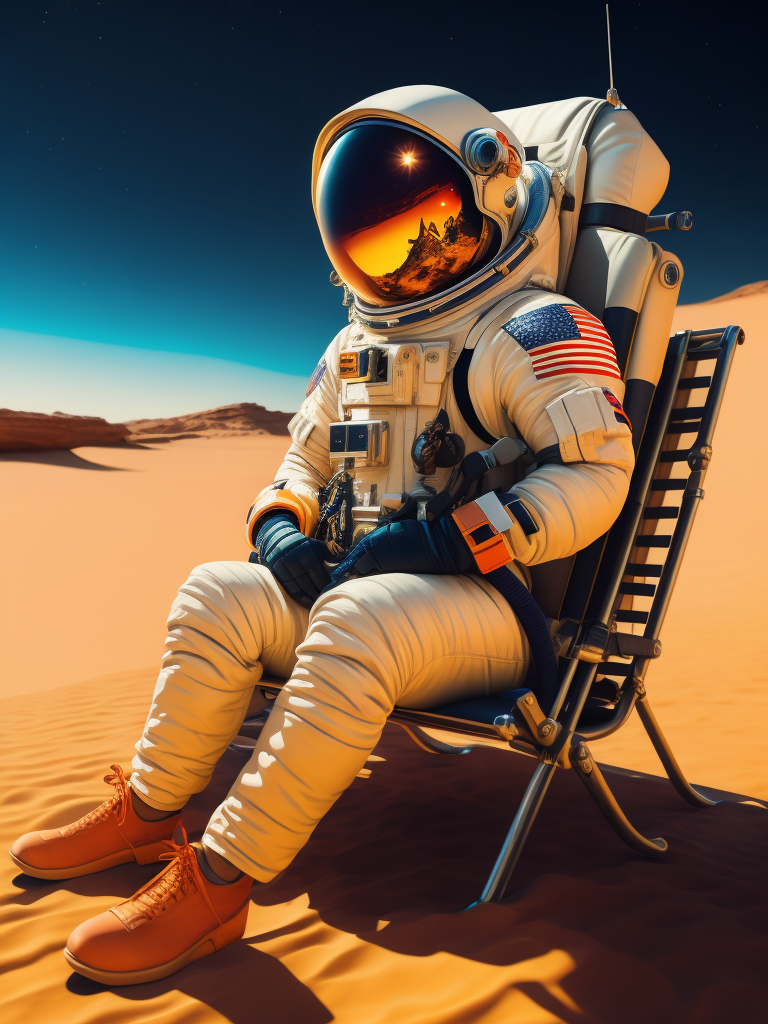 Premium Free ai Images | an astronaut resting on mars in beach chair ...