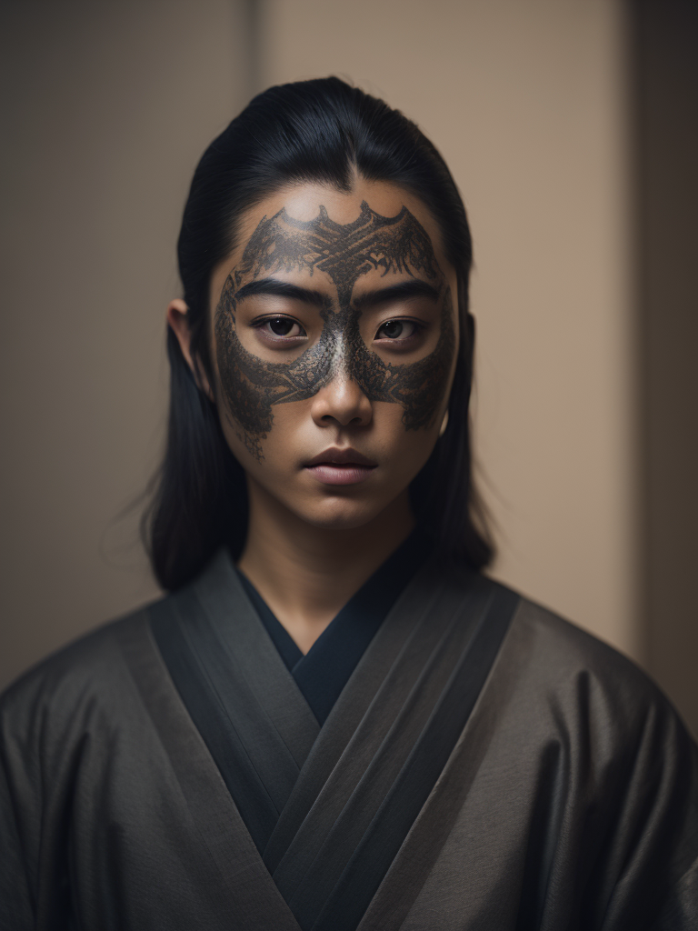 Premium Free ai Images | samurai portrait mirror no face