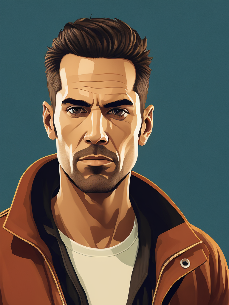 Premium Free ai Images | portrait of man from gta game vector art flat ...