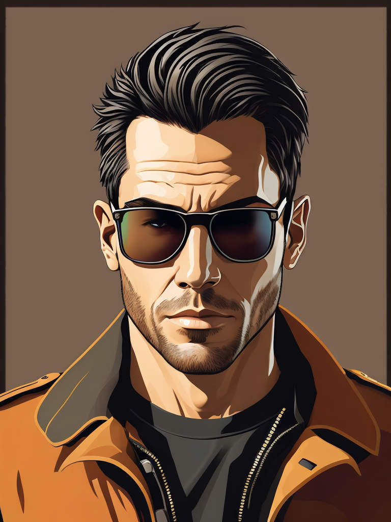 Premium Free ai Images | portrait of man from gta game vector art black ...