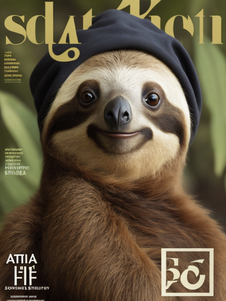 Premium Free ai Images | sloth on the cover of fashion magazine