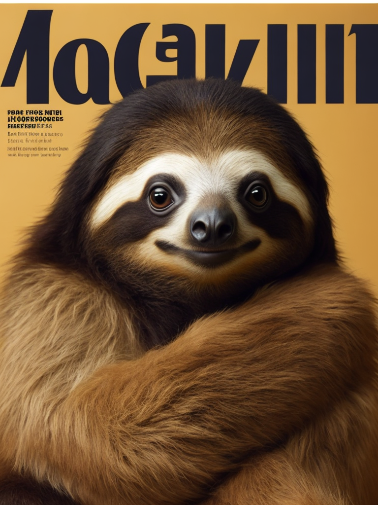 Premium Free ai Images | sloth on the cover of fashion magazine
