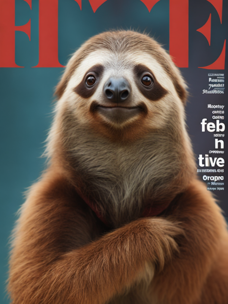 Premium Free ai Images | sloth on the cover of fashion magazine
