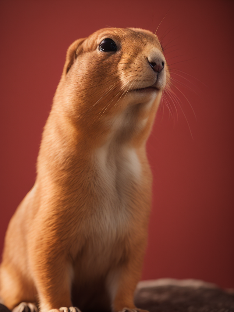 Premium Free ai Images | prairie dog portrait simple background red ...