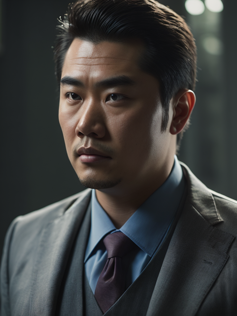 Premium Free ai Images | portrait of fat chinese mafia boss in formal suit