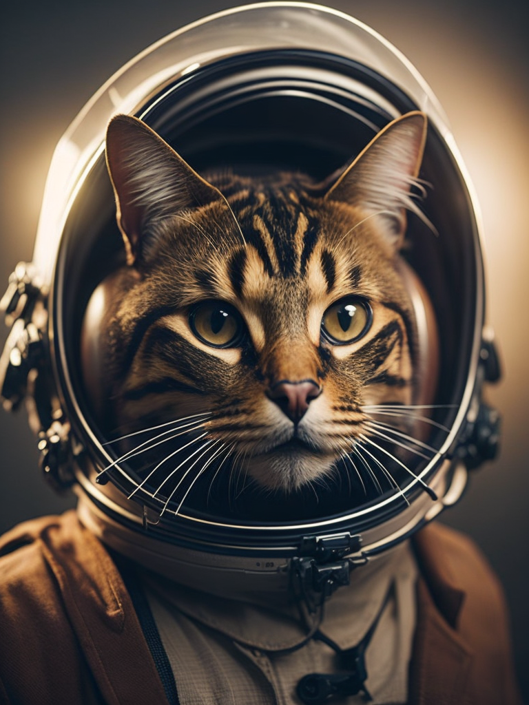 Premium Free ai Images | brown cat on space background in cosmonaut ...