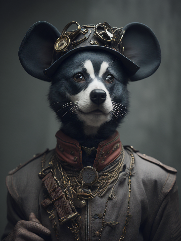 Premium Free ai Images | portrait of mickey mouse in steampunk style ...