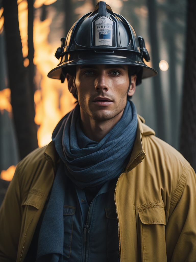 Premium Free ai Images | epic portrait of firefighter close up forest ...