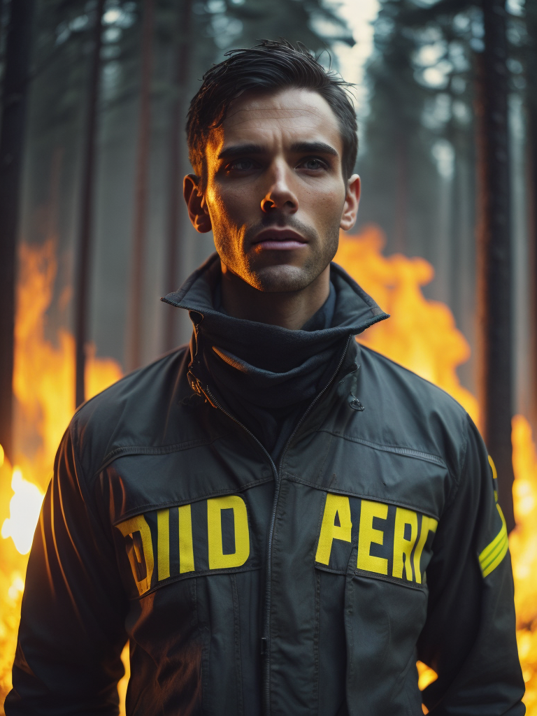 Premium Free ai Images | epic portrait of firefighter close up forest ...