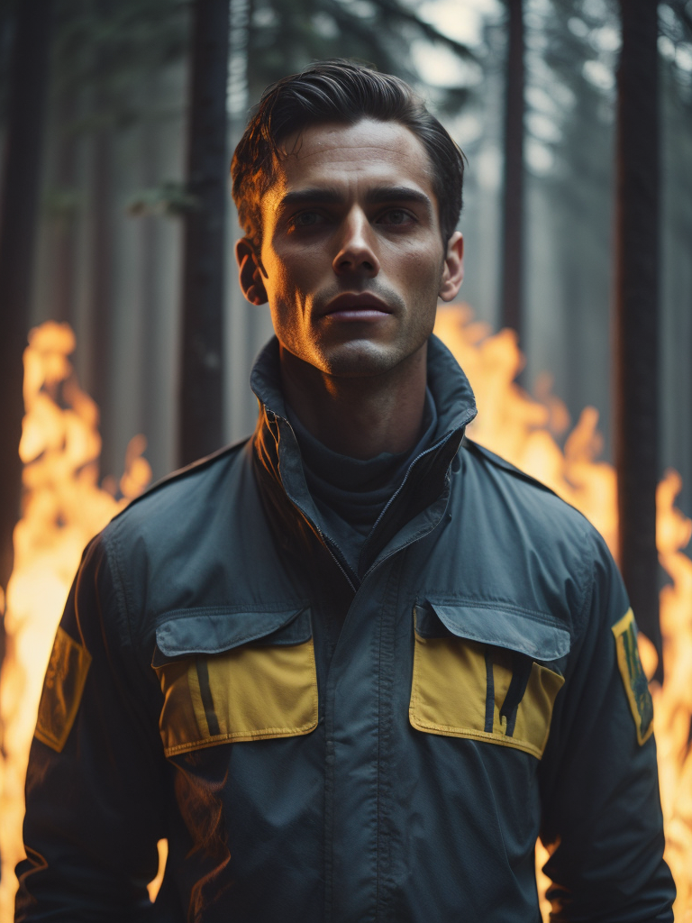 Premium Free ai Images | epic portrait of firefighter close up forest ...