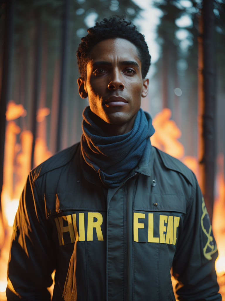 Premium Free ai Images | epic portrait of firefighter close up forest ...