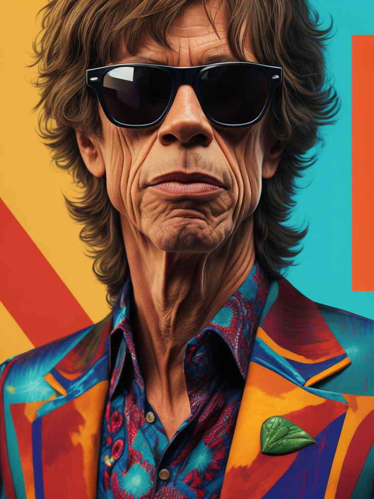 Premium Free ai Images | mick jagger wearing brightly patterned jacket ...