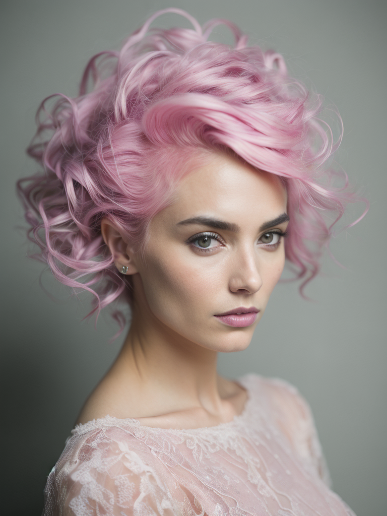 Premium Free ai Images | lady sporting rosy hued hair donned in ...