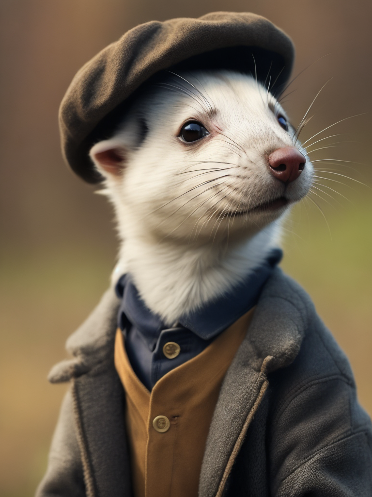 Premium Free ai Images | charming photo of small anthropomorphic ferret ...