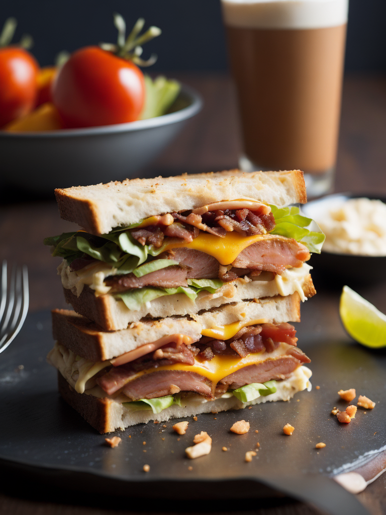 Premium Free ai Images | mouthwatering club sandwich captured in high ...