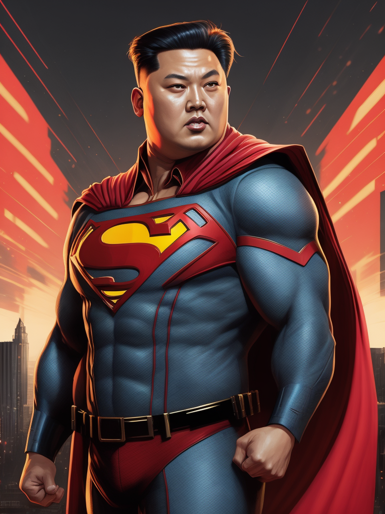 Premium Free ai Images | kim jong un superman hero portrait pink colors ...
