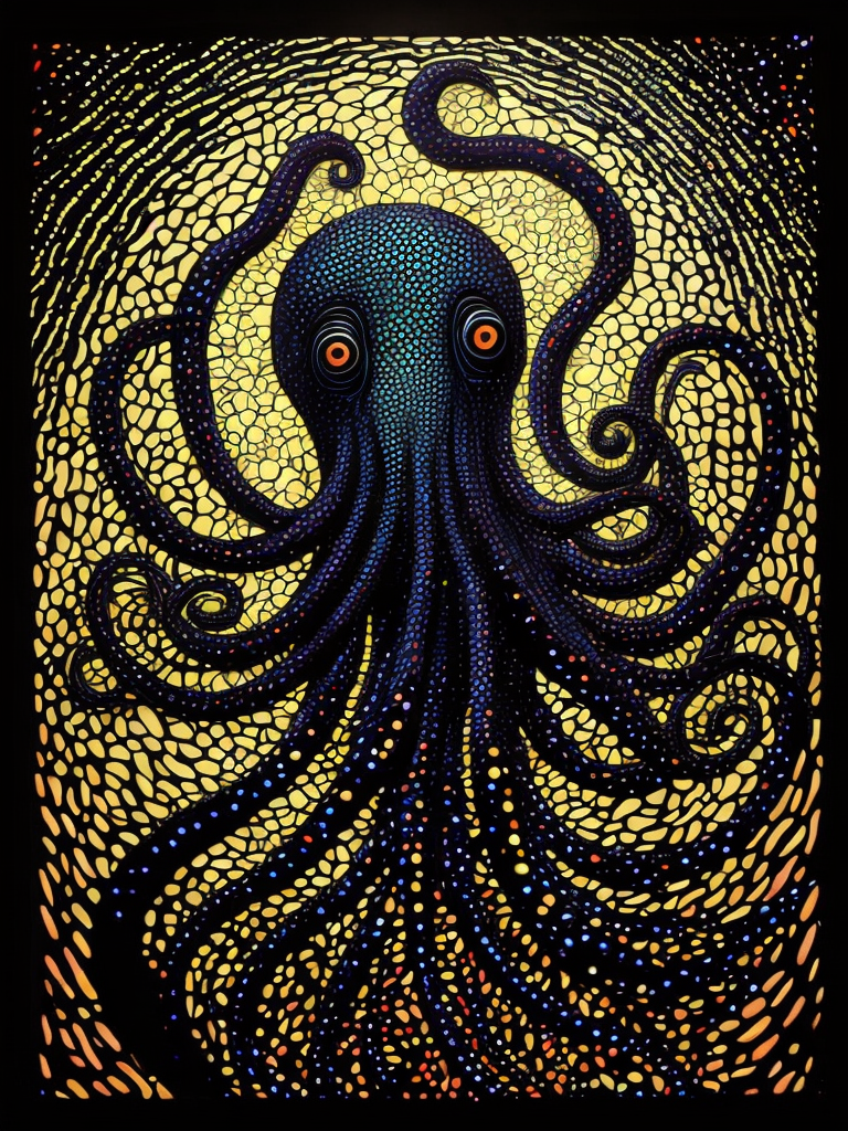 Premium Free ai Images | vibrant fine art pointillism engraved into ...