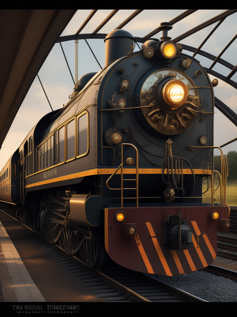 Premium Free ai Images | train locomotive on wheels art deco art ...