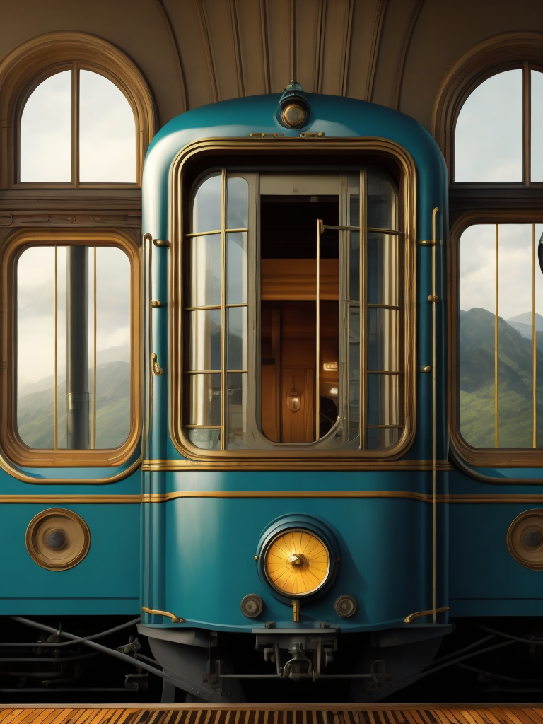 Premium Free ai Images | train locomotive on wheels art deco art ...