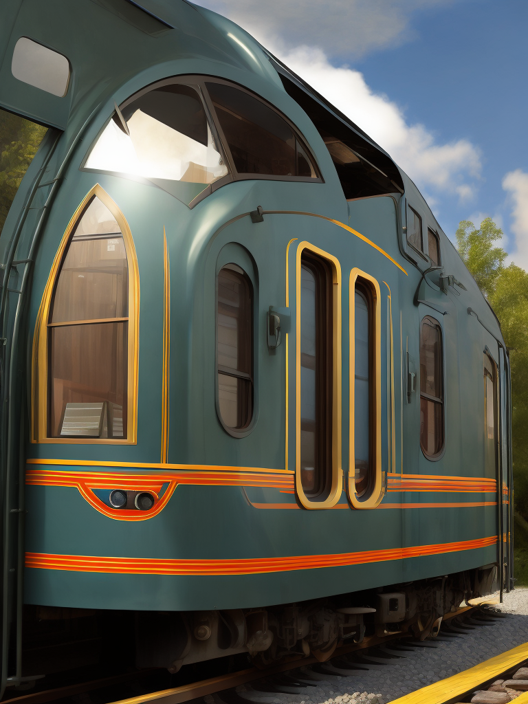 Premium Free ai Images | train locomotive on wheels art deco art ...