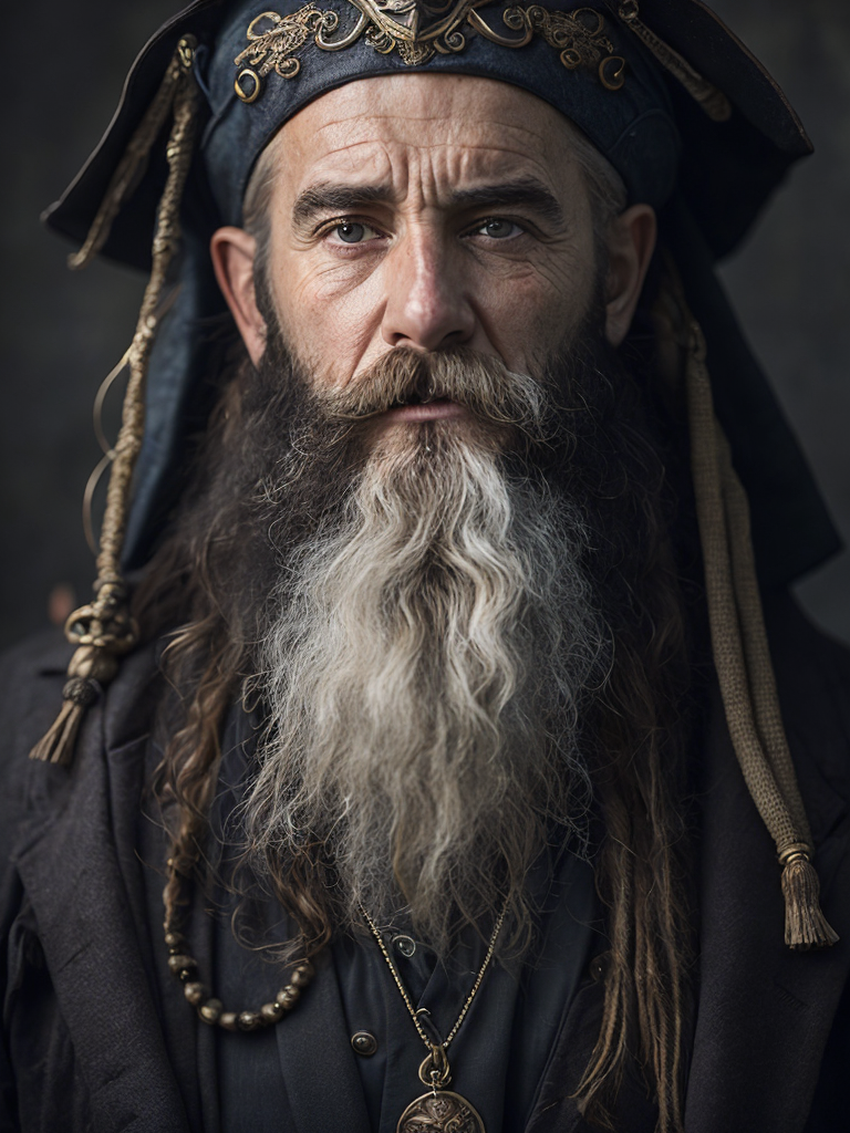 Premium Free ai Images | old pirate with octopus beard dark scene dark ...
