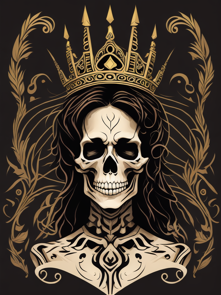 Premium Free ai Images | vector art of queen skeleton tattoo