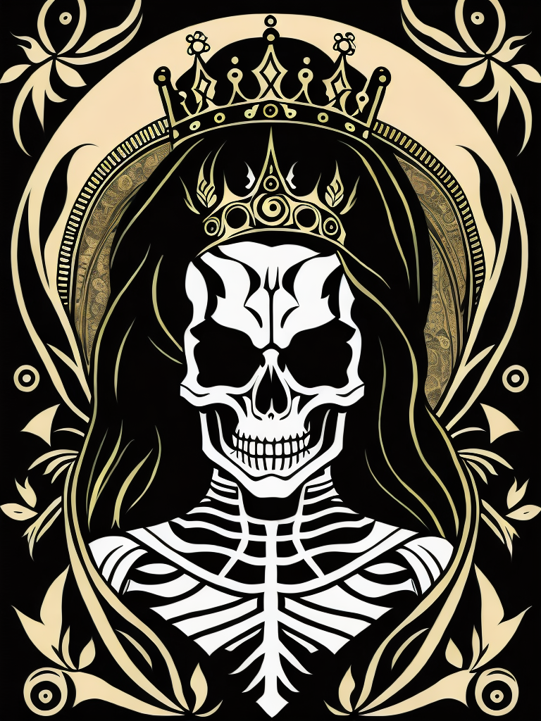 Premium Free ai Images | vector art of queen skeleton tattoo