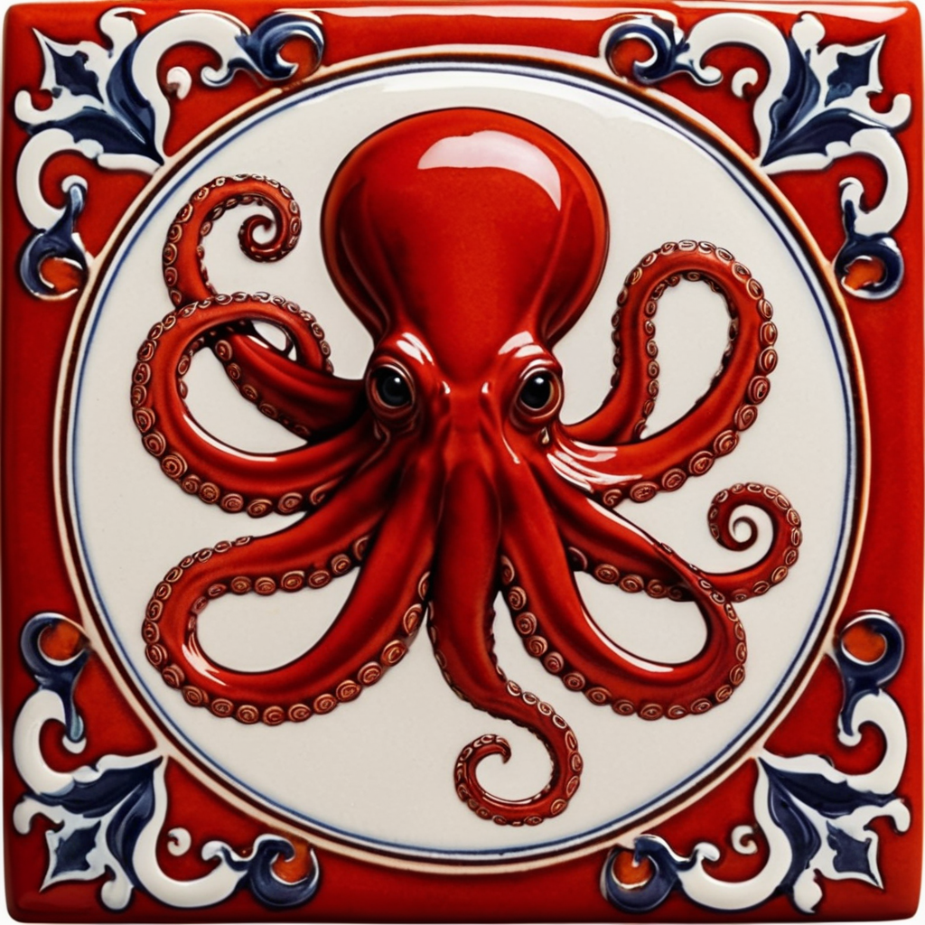 Premium Free ai Images | square ceramic glazed tile with medieval art ...