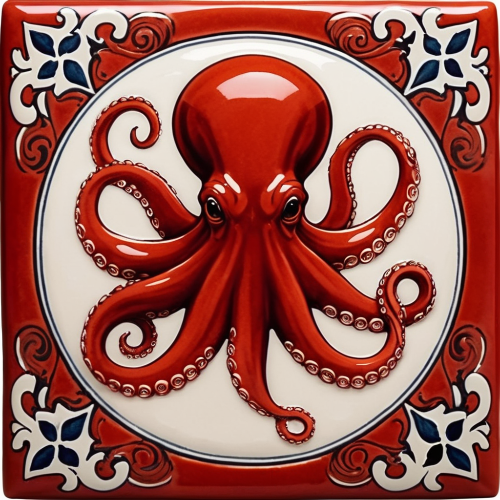 Premium Free ai Images | square ceramic glazed tile with medieval art ...