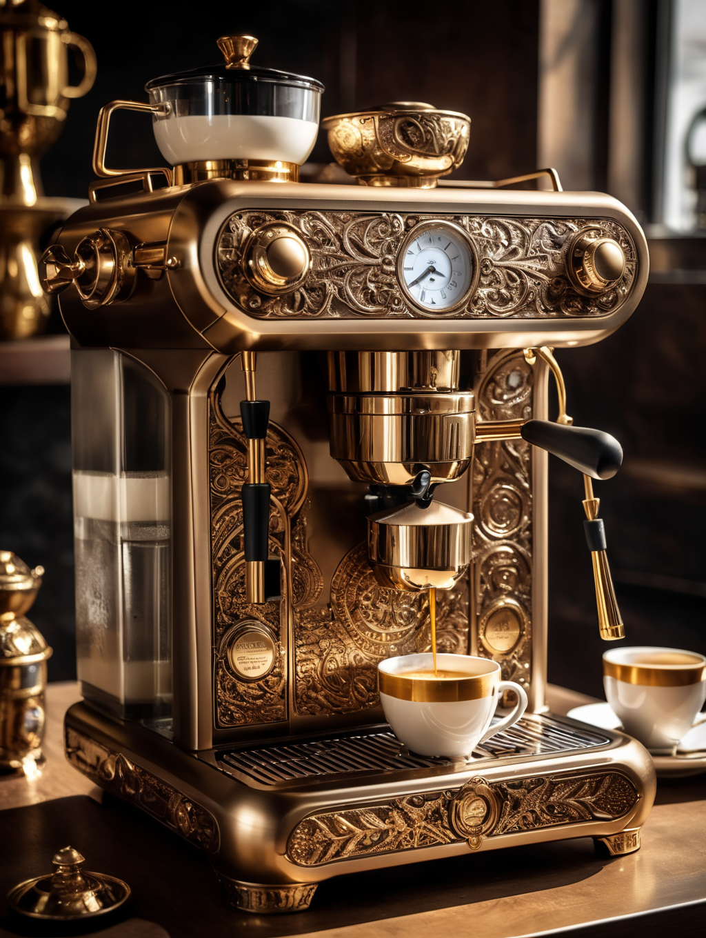 Premium Free ai Images | coffee maker made in steampunk style decorated ...