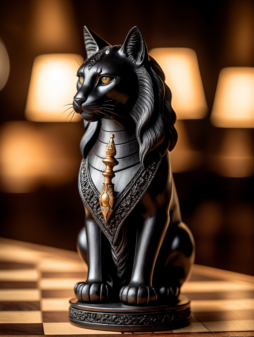 Premium Free ai Images | chess figure queen looks like cat made from ...