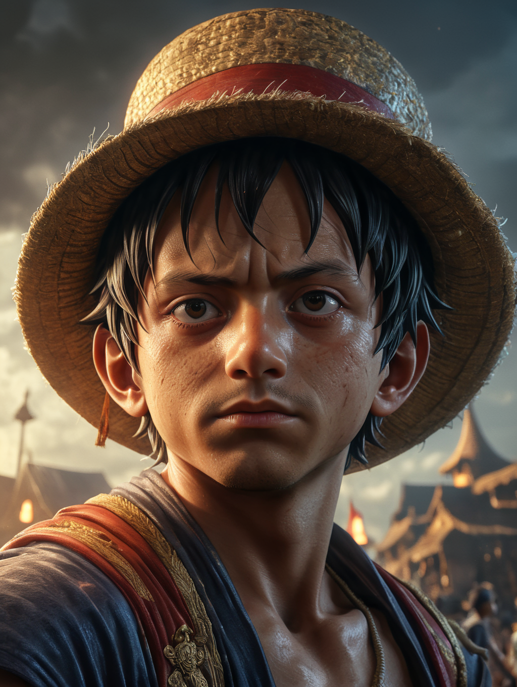 Premium Free ai Images | one piece luffy young with morning light
