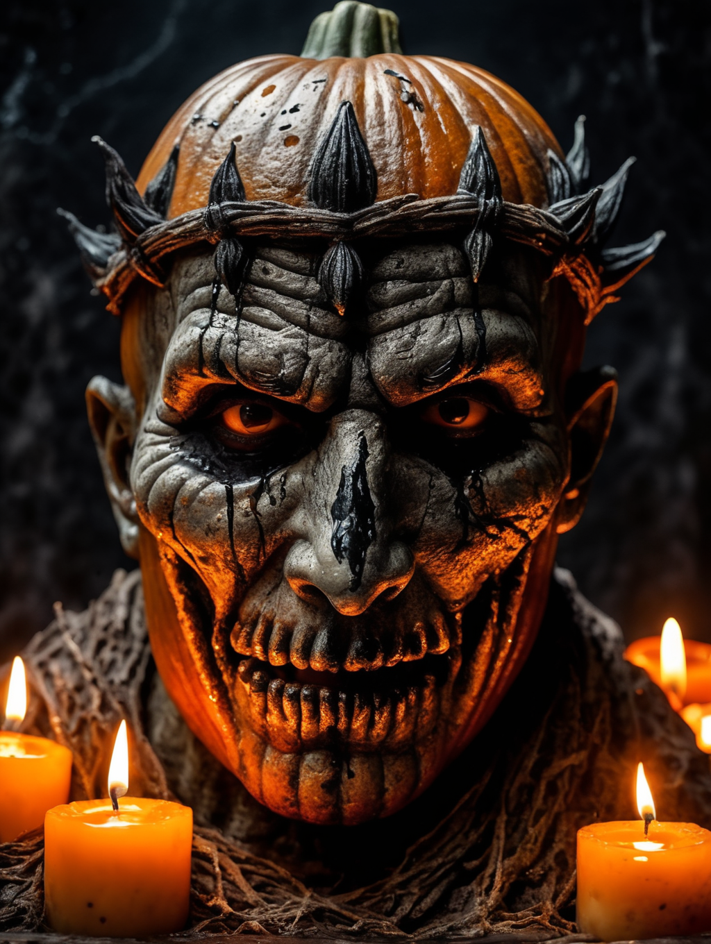 Premium Free ai Images | photo of the scary pumpkin head ...