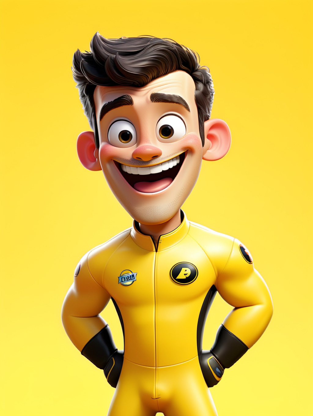 Premium Free ai Images | smiling and cheerful racer in yellow racer ...