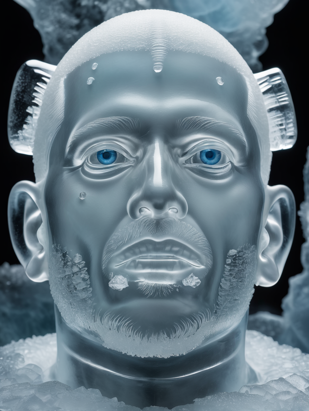 Premium Free ai Images | portrait of translucent man made from the ice ...