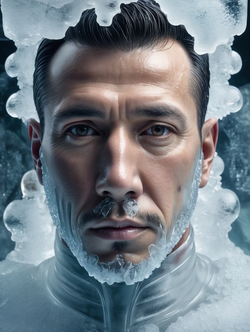 Premium Free ai Images | portrait of translucent man made from the ice ...