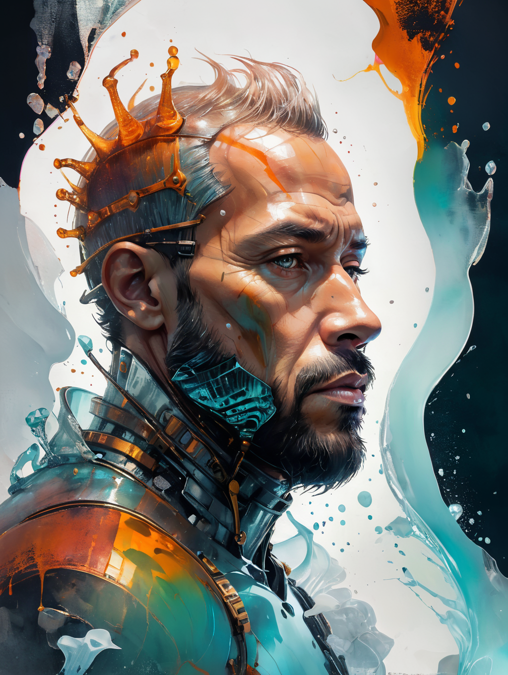 Premium Free ai Images | portrait of translucent man made from the ice ...