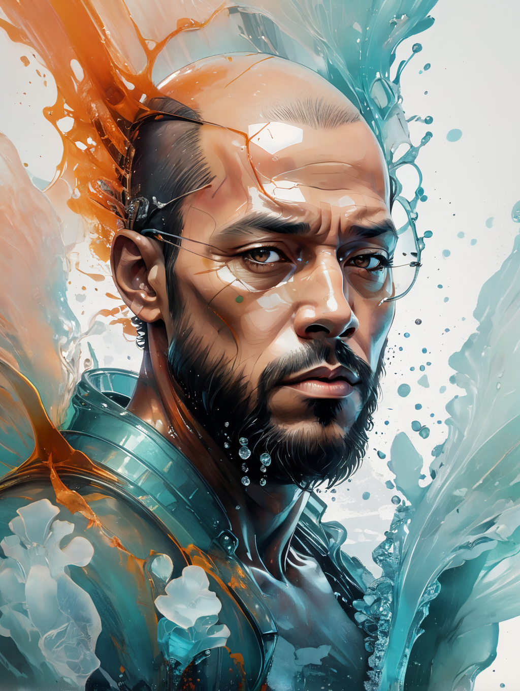 Premium Free ai Images | portrait of translucent man made from the ice ...