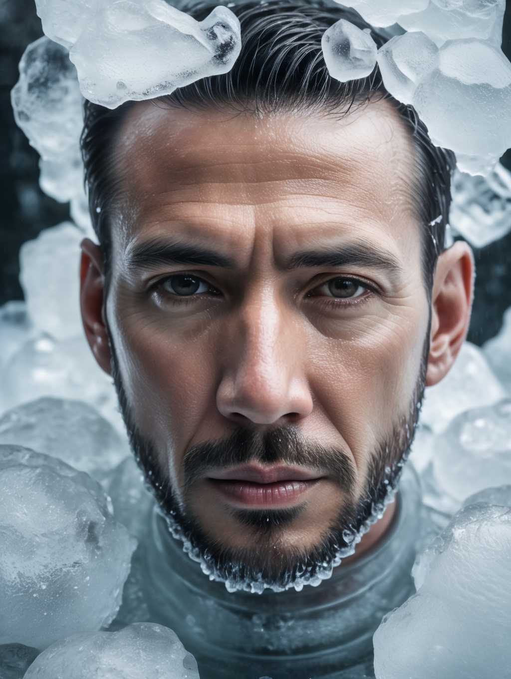 Premium Free ai Images | portrait of translucent man made from the ice ...