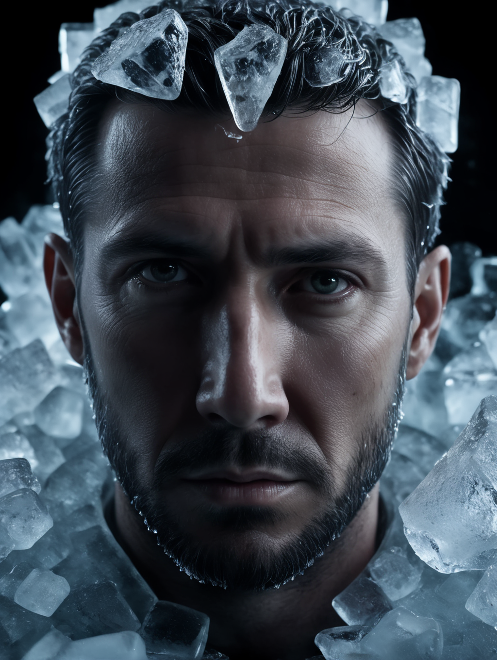Premium Free ai Images | portrait of translucent man made from the ice ...