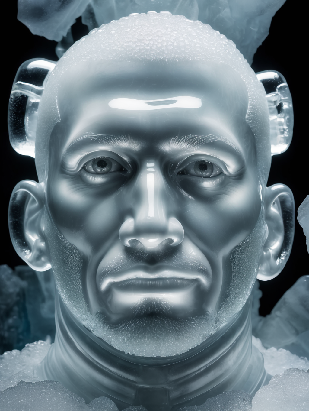 Premium Free ai Images | portrait of translucent man made from the ice ...