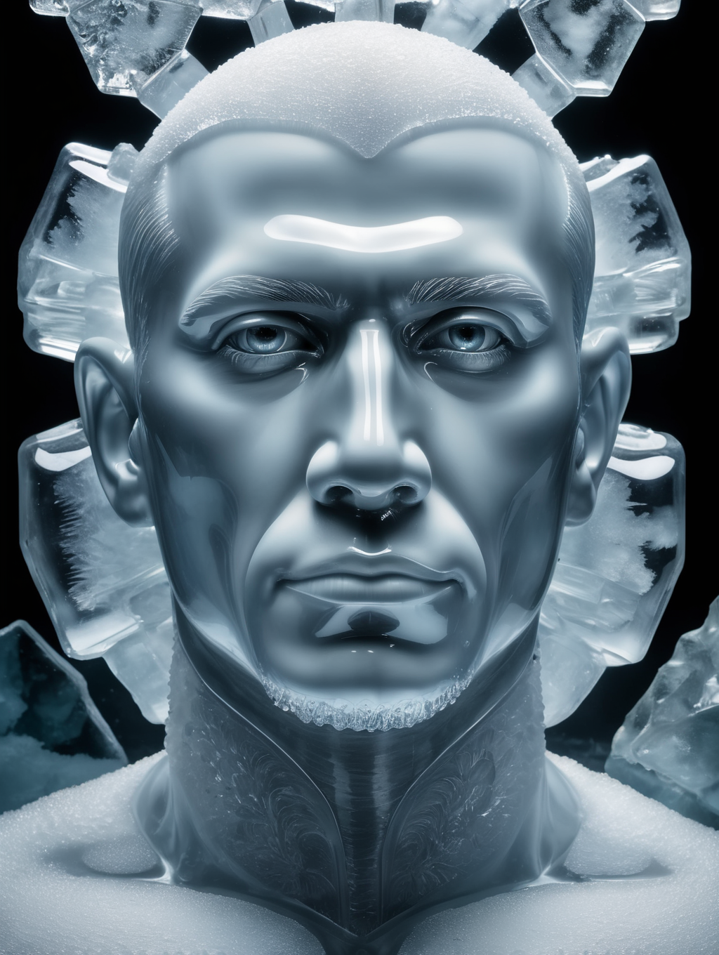 Premium Free ai Images | portrait of translucent man made from the ice ...