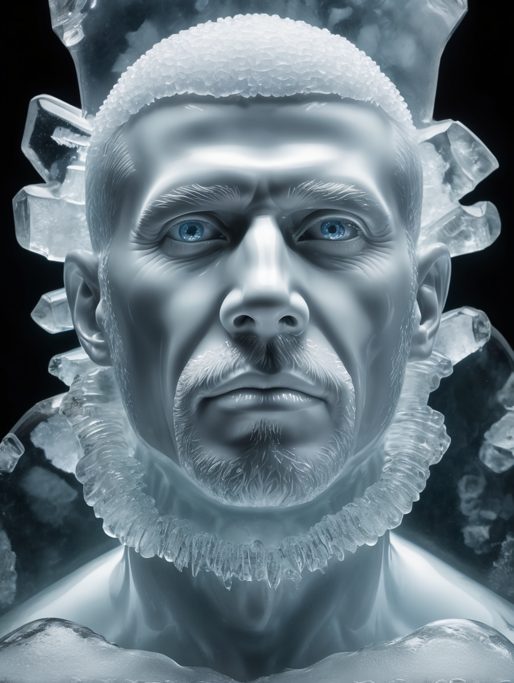 Premium Free ai Images | portrait of translucent man made from the ice ...