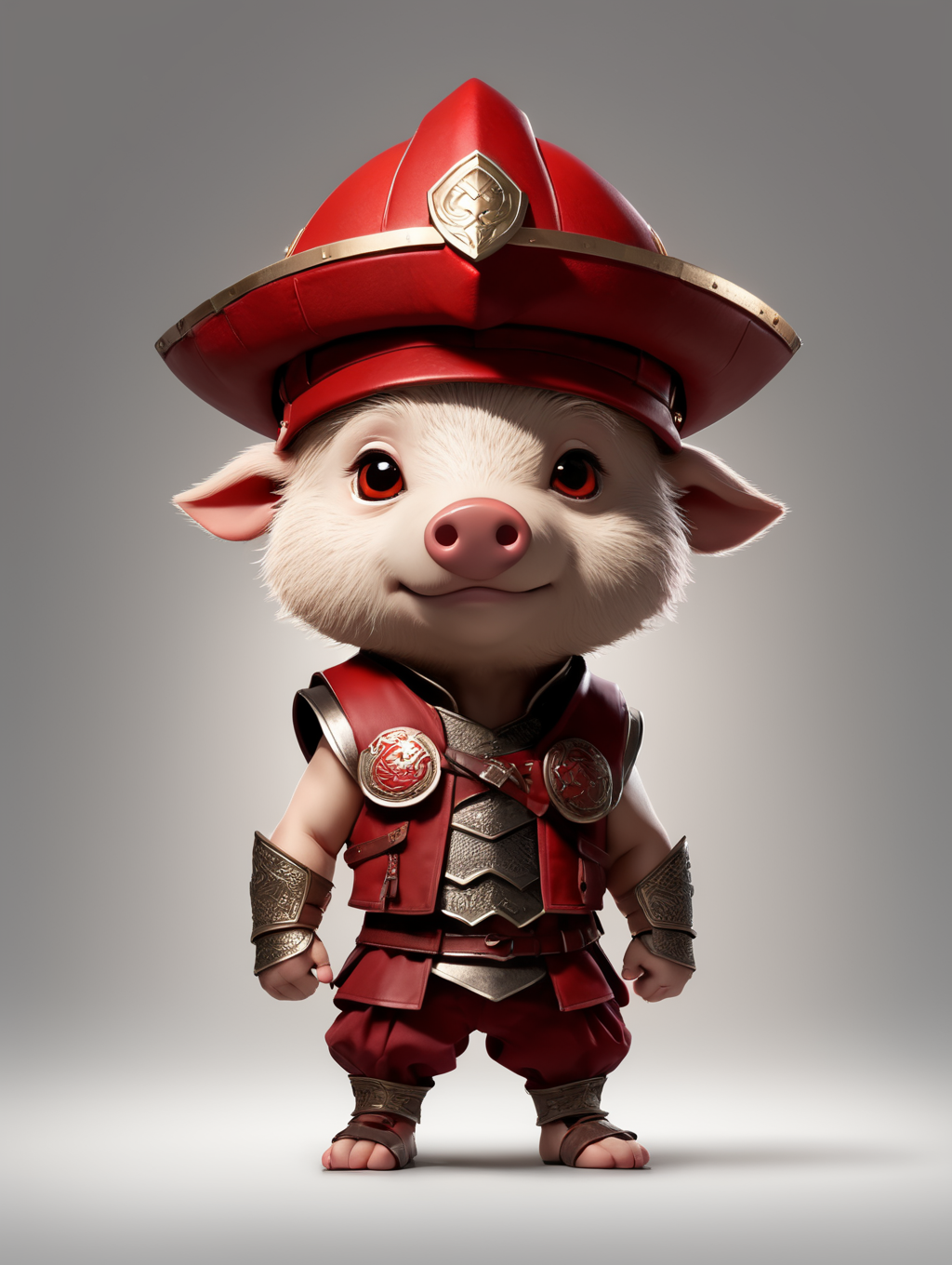 Premium Free ai Images | boar gladiator hat simple background pants red ...