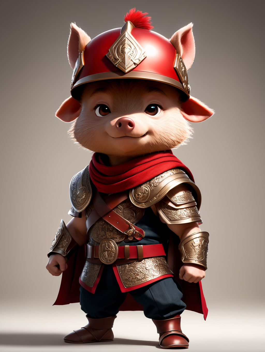 Premium Free ai Images | boar gladiator hat simple background pants red ...