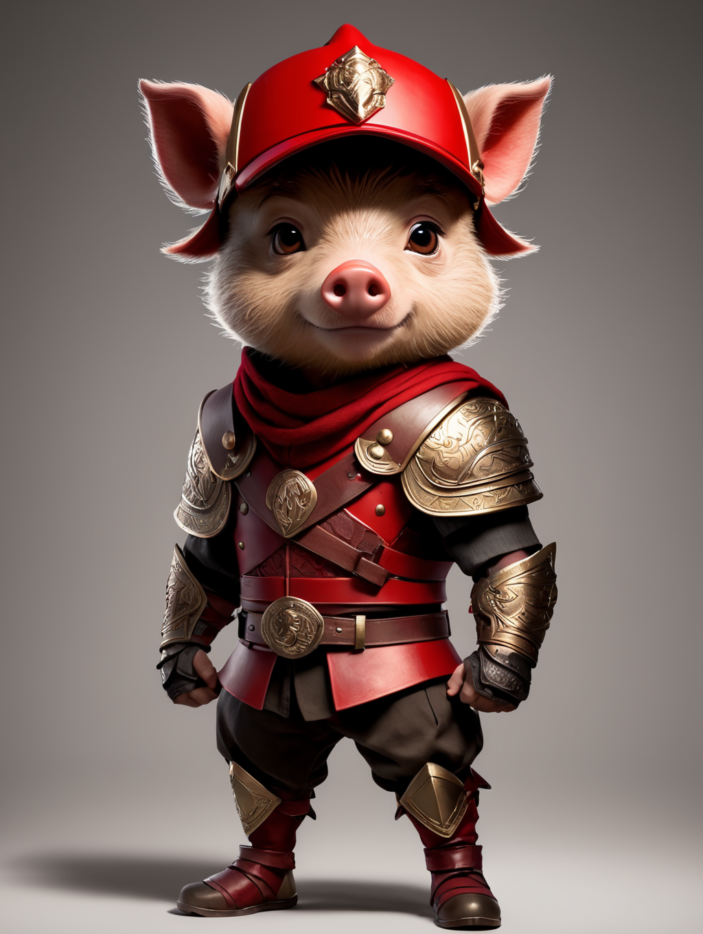 Premium Free ai Images | boar gladiator hat simple background pants red ...
