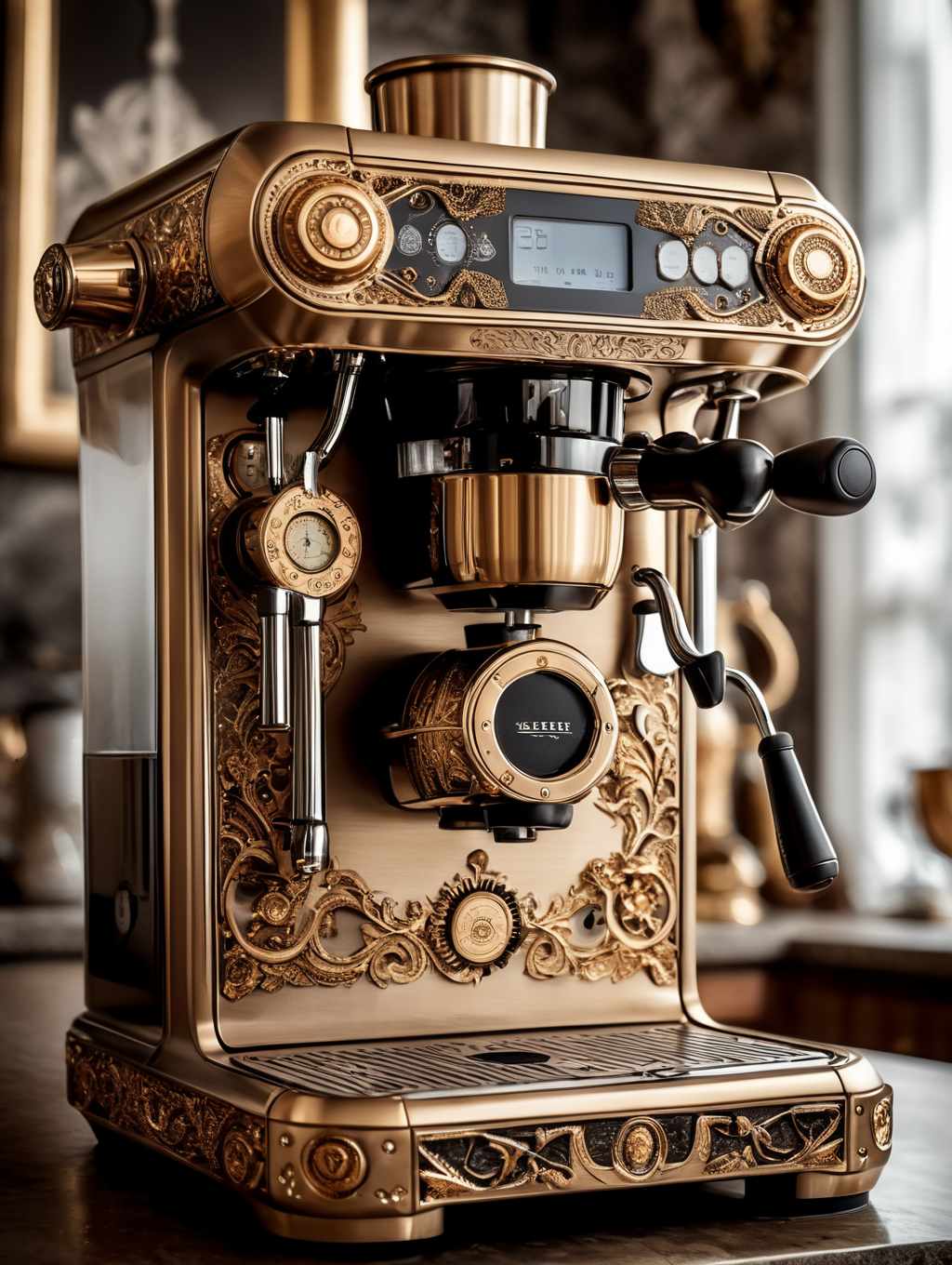 Premium Free ai Images | coffee maker made in steampunk style decorated ...